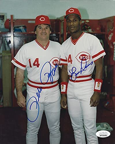 Autographed Pete Rose & Eric Davis Cincinnati Reds Autographed 8x10 photo - JSA