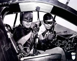 adam west”batman” & burt ward”robin” signed 16×20 photo bas & official pix