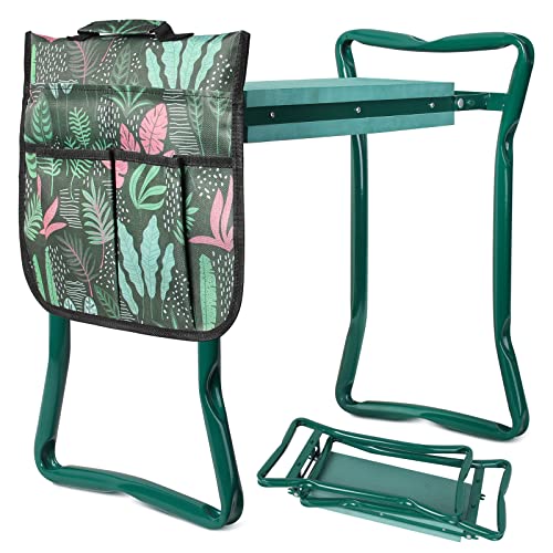 Asgens Garden Kneeler and Seat Stool with Large Tool Pocket and Soft Kneeling Pad Heavy Duty Garden Foldable Bench for Gardening Lovers