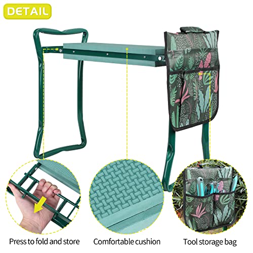 Asgens Garden Kneeler and Seat Stool with Large Tool Pocket and Soft Kneeling Pad Heavy Duty Garden Foldable Bench for Gardening Lovers