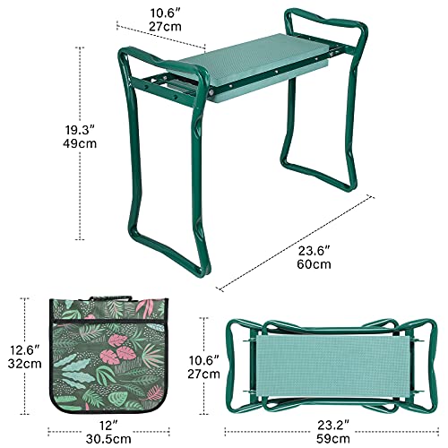 Asgens Garden Kneeler and Seat Stool with Large Tool Pocket and Soft Kneeling Pad Heavy Duty Garden Foldable Bench for Gardening Lovers