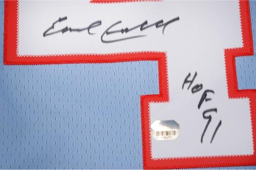 Earl Campbell Houston Oilers Autographed Mitchell & Ness Light Blue Replica Jersey with "HOF" Inscription - Autographed NFL Jerseys