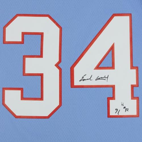 Earl Campbell Houston Oilers Autographed Mitchell & Ness Light Blue Replica Jersey with "HOF" Inscription - Autographed NFL Jerseys