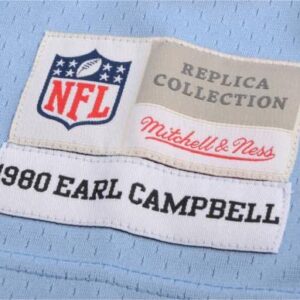 Earl Campbell Houston Oilers Autographed Mitchell & Ness Light Blue Replica Jersey with "HOF" Inscription - Autographed NFL Jerseys