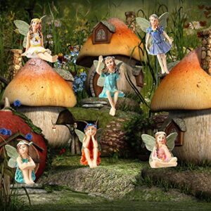 Bucherry 12 Pieces Fairy Garden Mini Fairies Figurines Miniature Fairy Sculpture Decoration Tiny Fairy Garden Accessories for Home Outdoor Garden Yard Lawn Flower Pot Decor