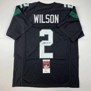 autographed/signed zach wilson new york black football jersey jsa coa