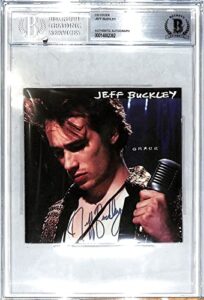 jeff buckley signed autographed”grace” cd cover beckett bas slabbed