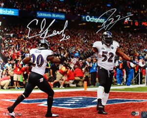 ray lewis ed reed autographed baltimore ravens 16×20 hm ez photo -beckett w hologram white