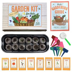 diy gardening kit for kids girls & boys of all ages | fun craft activity kids plant growing kit| learn how to grow your own vegetables & flowers with supplies from grow and make| kids seed growing kit