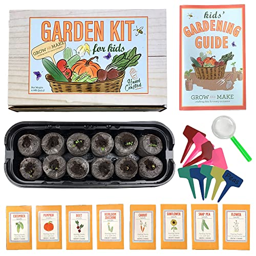 DIY Gardening Kit For Kids Girls & Boys of All Ages | Fun Craft Activity Kids Plant Growing Kit| Learn How to Grow Your Own Vegetables & Flowers with Supplies from Grow and Make| Kids Seed Growing Kit