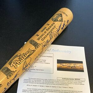 2008 philadelphia phillies world series champs team signed w.s. bat jsa coa – autographed mlb bats