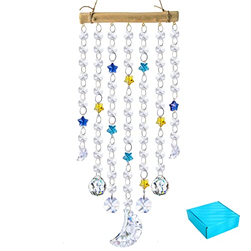 Crystal Moon Star Prism Suncatcher Rainbow Maker Pendant Window Garden Hanging Decoration Ornament Crystal Wind Chimes