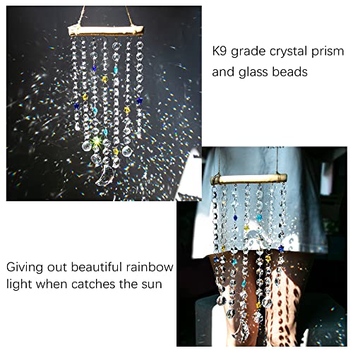 Crystal Moon Star Prism Suncatcher Rainbow Maker Pendant Window Garden Hanging Decoration Ornament Crystal Wind Chimes