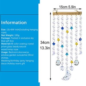 Crystal Moon Star Prism Suncatcher Rainbow Maker Pendant Window Garden Hanging Decoration Ornament Crystal Wind Chimes