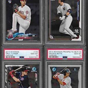 PSA 10 ALL CHROME SHOHEI OHTANI AARON JUDGE MOOKIE BETTS TREA TURNER 4 CARD ROOKIE LOT GRADED PSA GEM MINT 10 TOPPS & BOWMAN CHROME MLB SUPERSTAR PLAYERS