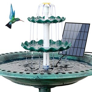 aisitin 3 tiered bird bath with 3.5w solar pump, diy solar fountain detachable and suitable for bird bath, garden decoration, outdoor bird feeder