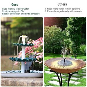 AISITIN 3 Tiered Bird Bath with 3.5W Solar Pump, DIY Solar Fountain Detachable and Suitable for Bird Bath, Garden Decoration, Outdoor Bird Feeder