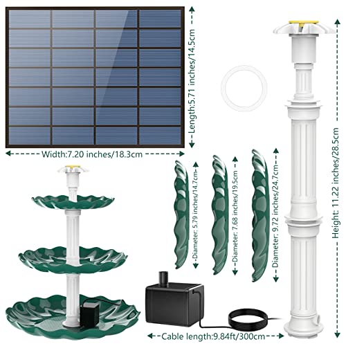 AISITIN 3 Tiered Bird Bath with 3.5W Solar Pump, DIY Solar Fountain Detachable and Suitable for Bird Bath, Garden Decoration, Outdoor Bird Feeder