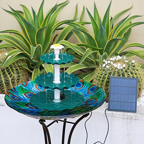 AISITIN 3 Tiered Bird Bath with 3.5W Solar Pump, DIY Solar Fountain Detachable and Suitable for Bird Bath, Garden Decoration, Outdoor Bird Feeder