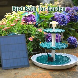 AISITIN 3 Tiered Bird Bath with 3.5W Solar Pump, DIY Solar Fountain Detachable and Suitable for Bird Bath, Garden Decoration, Outdoor Bird Feeder