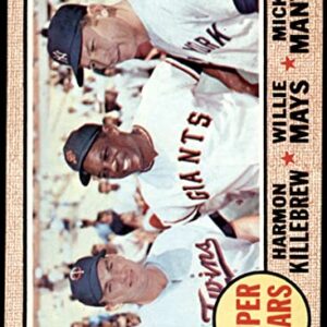 1968 Topps # 490 Super Stars Mickey Mantle/Willie Mays/Harmon Killebrew Twins/Giants/Yankees (Baseball Card) NM Twins/Giants/Yankees