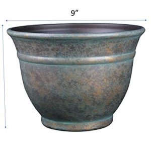 Classic Home & Garden 10509D 377R 9" Alena Planter, Weathered Copper