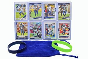 seattle seahawks cards: drew lock dk metcalf rashaad penny marquise goodwin tyler lockett jordyn brooks travis homer shaun alexander assorted football stars & legends trading card & wristbands bundle