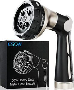 esow garden hose nozzle sprayer, 100% heavy duty metal water hose nozzle with 8 different spray patterns, high pressure hand sprayer for watering plant & lawn, washing car & pet