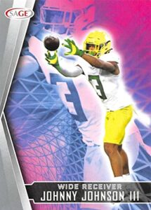 2022 sage hit draft low series silver #30 johnny johnson iii oregon ducks prospect football trading card in raw (nm or better) condition