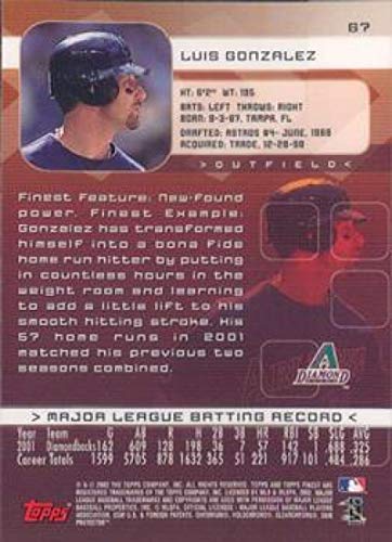 2002 Finest Baseball #67 Luis Gonzalez Arizona Diamondbacks Official MLB Trading Card From The Topps Company