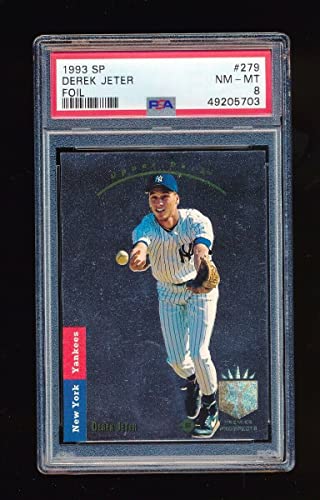 PSA 8 DEREK JETER 1993 UPPER DECK SP FOIL #279 RC ROOKIE CARD *NEW YORK YANKEES*