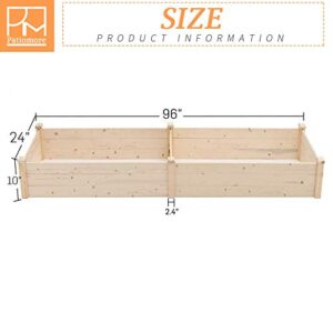 Patiomore 8 Feet Outdoor Wooden Garden Bed Planter Box Kit for Vegetables Fruits Herb Grow Yard Gardening, Natural