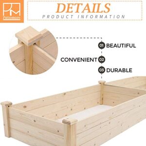 Patiomore 8 Feet Outdoor Wooden Garden Bed Planter Box Kit for Vegetables Fruits Herb Grow Yard Gardening, Natural