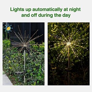 Mafiti Solar Garden Lights Outdoor,2 Pack Each 120 LED Solar Fire Work Lights, DIY Waterproof Solar String Lights for Patio,Yard Decoration(Warm White) (2, White)