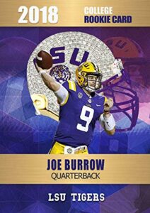 joe burrow 2018 first college rookie card lsu tigers in a one touch magnetic case.