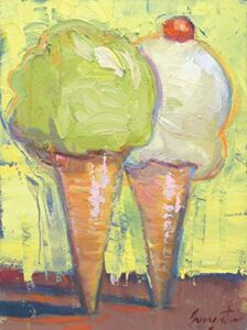 pistachio vanilla by francis livingston, original oil, 10.625″ x 8.25″ framed