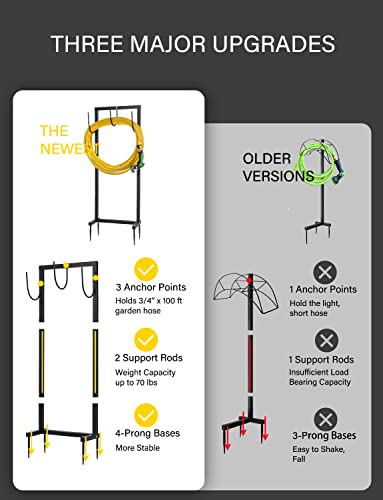 Garden Hose Holder Freestanding Thicker Metal Hose Stand Securely Hold Hose 3/4 inch x 100 ft, Detachable water hose stand for Outdoor Yard