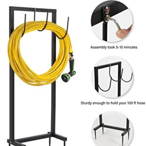 Garden Hose Holder Freestanding Thicker Metal Hose Stand Securely Hold Hose 3/4 inch x 100 ft, Detachable water hose stand for Outdoor Yard