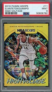 giannis antetokounmpo 2019 panini hoops high voltage card #11 psa 9