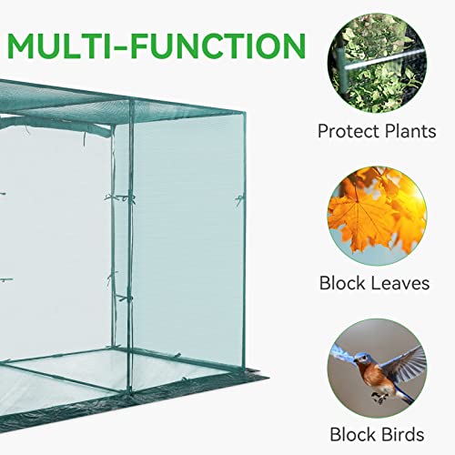 GROWNEER 4 x 8 Feet Crop Cage Plant Protection Tent with 6 Ground Staples, Storage Bag, Steel Tubes, Connectors, Suitable for Garden, Yard, Lawn