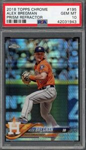 alex bregman 2018 topps chrome prism refractor baseball card #195 graded psa 10 gem mint