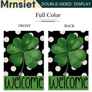 Welcome St Patricks Day Garden Flag 12x18 Double Sided Lucky Shamrock Small Burlap Saint Patricks Yard Outdoor Decor (Pack of 2)