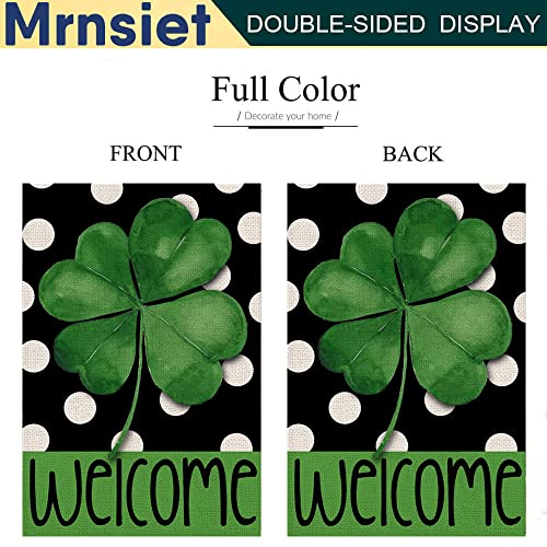 Welcome St Patricks Day Garden Flag 12x18 Double Sided Lucky Shamrock Small Burlap Saint Patricks Yard Outdoor Decor (Pack of 2)