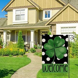 Welcome St Patricks Day Garden Flag 12x18 Double Sided Lucky Shamrock Small Burlap Saint Patricks Yard Outdoor Decor (Pack of 2)