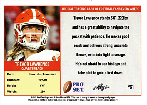 2021 Pro Set Football #PS1 Trevor Lawrence Rookie Card