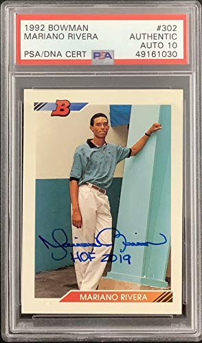 Mariano Rivera Signed 1992 Bowman #302 Rookie Card HOF 2019 PSA/DNA 10 Autograph - Baseball Slabbed Rookie Cards