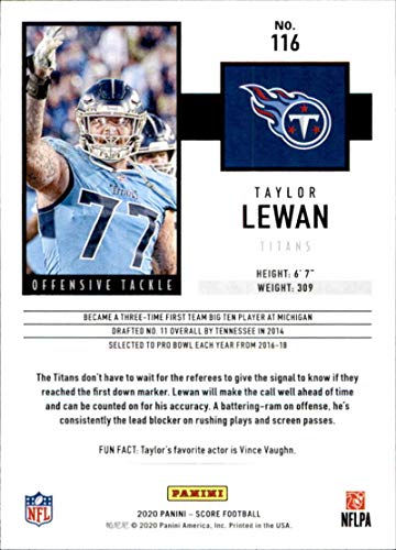 2020 Score #116 Taylor Lewan Tennessee Titans Football Card