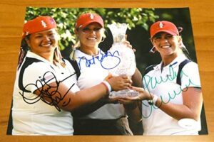 paula creamer christina kim natalie gulbis signed 8×10 golf photo with jsa coa