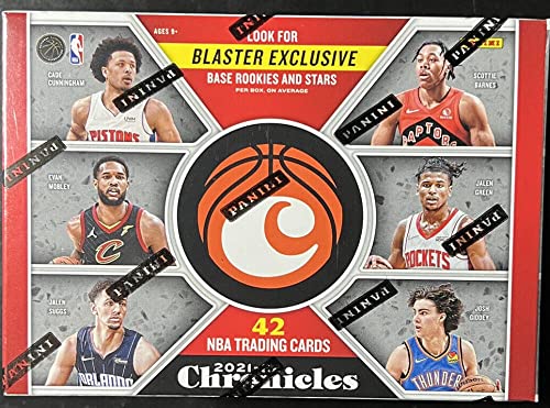 2021-22 Panini Chronicles NBA Basketball Factory Sealed Blaster Box 42 Cards 6 Packs of 7 Cards. Find 6 Blaster Exclusive Pink Parallels per box on average. Chase autographs and rare parallel Rated Rookie cards of Cade Cunningham, Josh Giddey, Scottie Bar