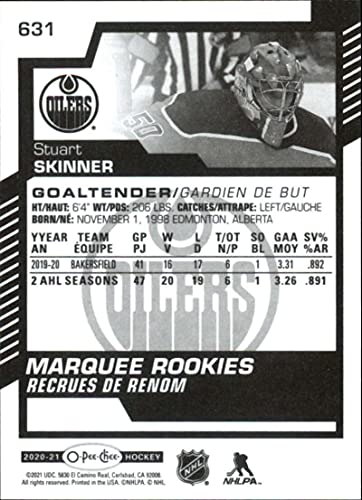 2020-21 O-Pee-Chee Update Hockey #631 Stuart Skinner RC Rookie Edmonton Oilers Marquee Rookies Official NHL Trading Card from Upper Deck Series 2 Box